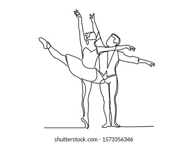 Continuous Line Drawing Two Ballet Dancers Stock Illustration ...