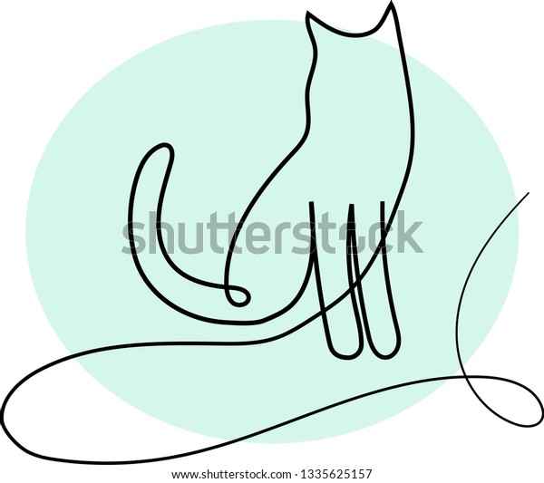 Continuous One Line Drawing Cat Stock Illustration 1335625157 ...