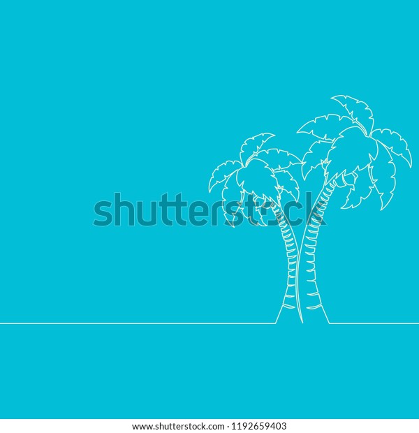 Continuous One Line Drawing Palm Tree Stock Illustration 1192659403