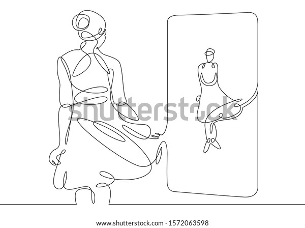 Continuous Single One Drawn Line Women Stock Illustration 1572063598 ...