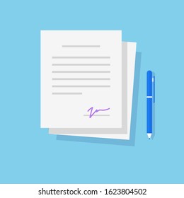 Contract Agreement Document Signed Flat Cartoon Stock Illustration ...