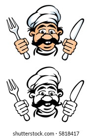 Cook Face Knife Fork Vector Illustration Stock Illustration 5818417 ...