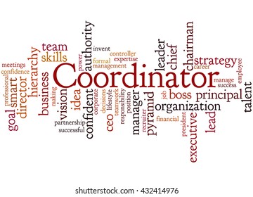 Coordinator Word Cloud Concept On White Stock Illustration 432414976 ...