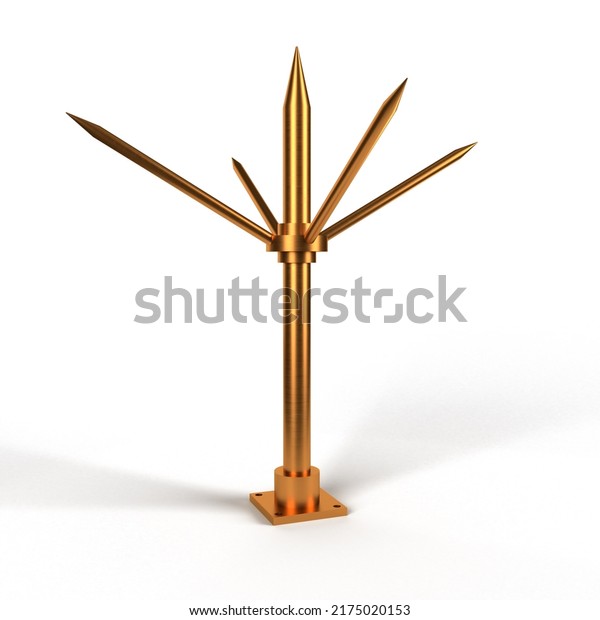 Copper Lightning Arrester 3d Rendering Earthing: ภาพประกอบสต็อก ...