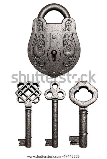 Copper Lock Keys On White Background Stock Illustration 47443825 ...