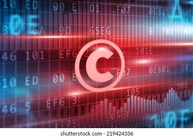 Ilustrasi Stok Copyright Concept Red Background Blue Icon 226093720 ...