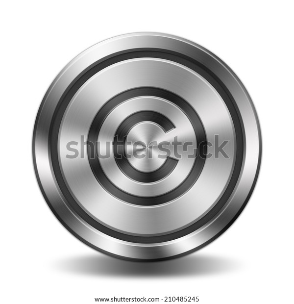 Copyright Icon Circular Button Metal Texture Stock Illustration ...