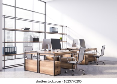 Modern Office Interior Panoramic City View Stock Illustration ...