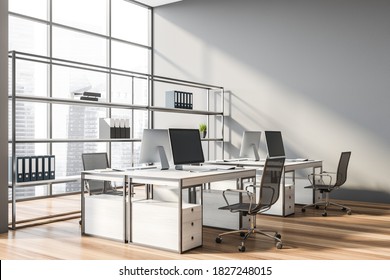 Modern Office Interior Panoramic City View Stock Illustration ...