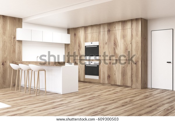 Corner Wooden Kitchen Interior Counters Two: ilustrações stock ...