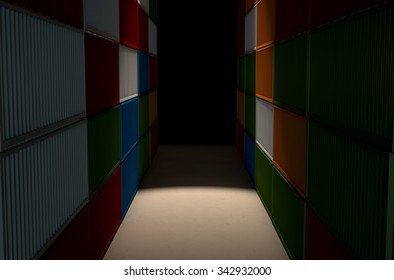 Corridor Between Two Rows Stacked Colorful Stock Illustration 342932000 ...