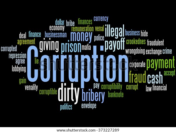 Corruption Word Cloud Concept On Black Stock Illustration 373227289 ...