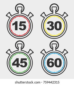 Countdown Analog Timer Icons Set Illustration Stock Illustration ...
