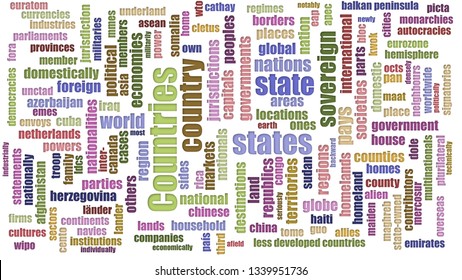 Countries Word Cloud Randomised Isolated On Stock Illustration ...