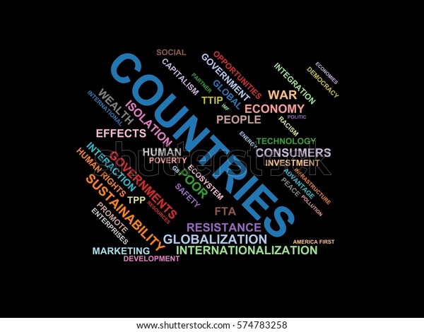 Countries Word Cloud Wordcloud Terms Globalization Stock Illustration ...