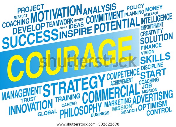 Courage Word Cloud Concept Blue Color Stock Illustration 302622698 ...