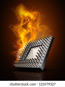 Cpu Fire High Resolution 3d Illustration Stock Illustration 125579327 ...