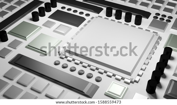 Cpu Socket Motherboard Simple Simplified Grayscale Stock Illustration ...