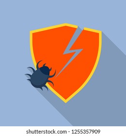 Crack Security Shield Icon Flat Illustration Stock Illustration ...