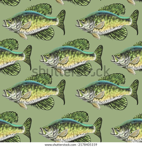 Crappie Fish Repeating Seamless Pattern Set Stock Illustration ...