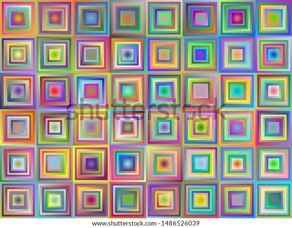 Crazy Stacked Square Pattern Rainbow Stock Illustration 1486526039 ...
