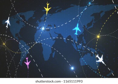 Creative Airplane Interface On Dark Background Stock Illustration ...