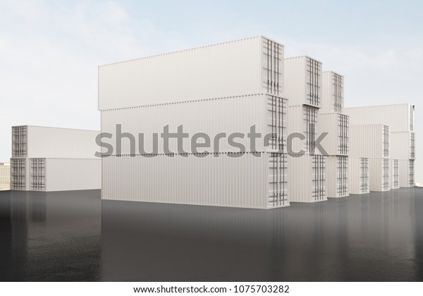 Creative Cargo Container Backdrop Copy Space Stock Illustration ...