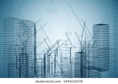 Creative Digital Construction Drawing Texture Buildings Stock ...