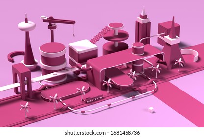 Creative Drawing 3d Simulation Scene Color Stock Illustration ...