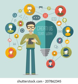 Creative Flat Network Concept Stock Illustration 207862345 | Shutterstock