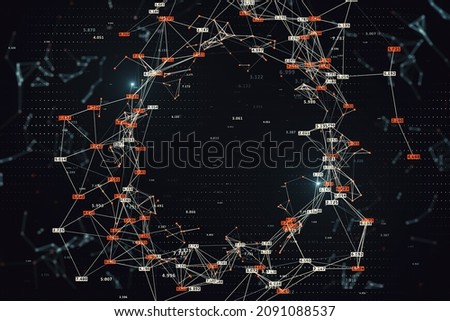 Creative glowing big data connections circle on black background ...