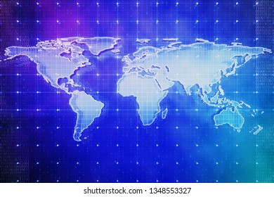 Creative Glowing Blue Map Grid Background Stock Illustration 1348553327 ...