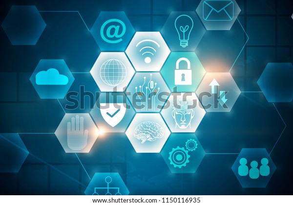 Creative Glowing Digital Business Interface Background Stock ...
