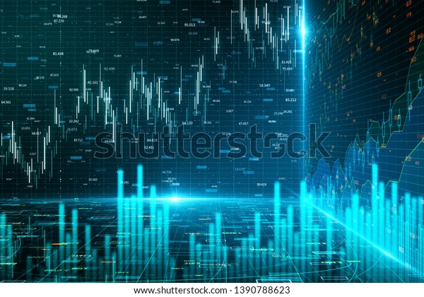 Creative Glowing Forex Chart Backdrop Grid: ภาพประกอบสต็อก 1390788623 ...