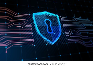Creative Glowing Shield Circuit Security Hologram Stock Illustration ...