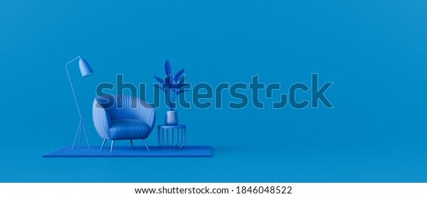Creative Interior Design Blue Studio Armchair Stock Illustration ...