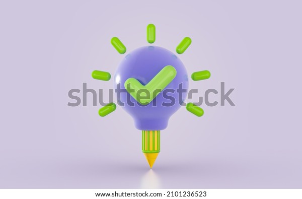 Creative Pencil Attached Lightbulb Checkmark Icon Stock Illustration ...