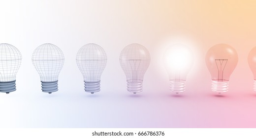 Creative Thinking Light Bulb Illuminated Concept Stock Illustration ...