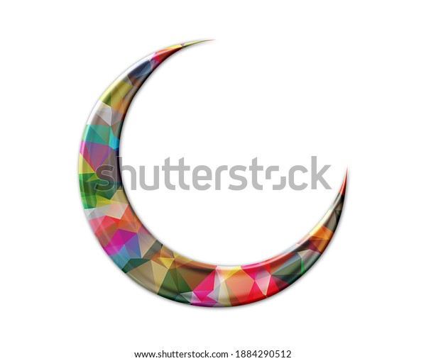 Crescent Moon Low Poly Multicolored Retro Stock Illustration 1884290512 ...