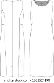 Crew Neck Basic Dress Drawing Stock Illustration 1681524190