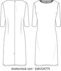Crew Neck Basic Dress Technical Drawing Stock Illustration 1681524775 ...