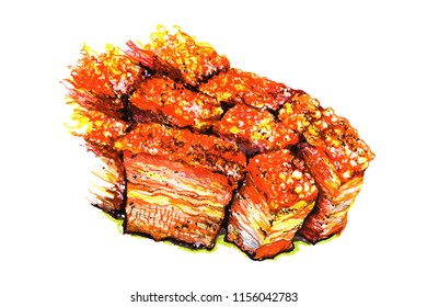 Crispy Pork Slice Hand Drawing Ink Stock Illustration 1156042783 ...
