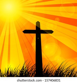 Cross Grass Background Sky Sun Stock Illustration 157406831 | Shutterstock