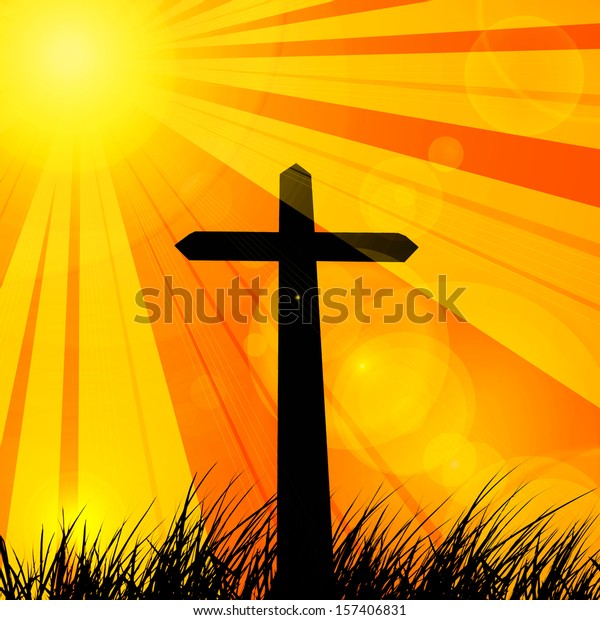 Cross Grass Background Sky Sun Stock Illustration 157406831 | Shutterstock