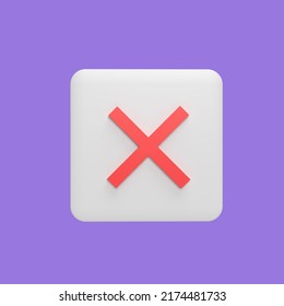 Cross Mark 3d Icon Model Cartoon Stock Illustration 2174481733 ...