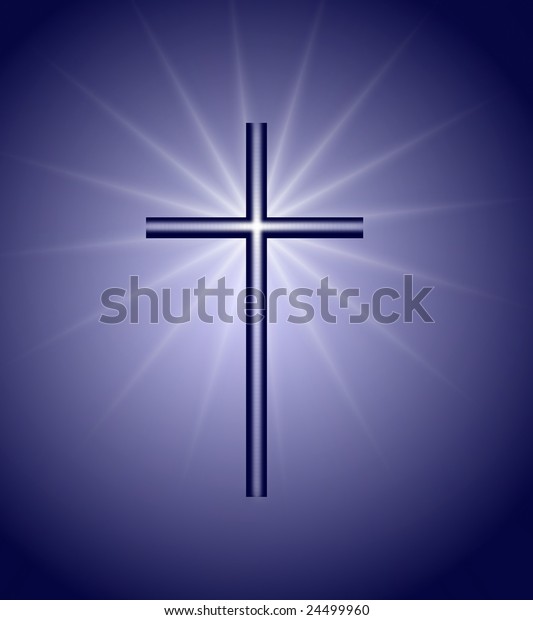 Cross Rays Light On Dark Blue Stock Illustration 24499960