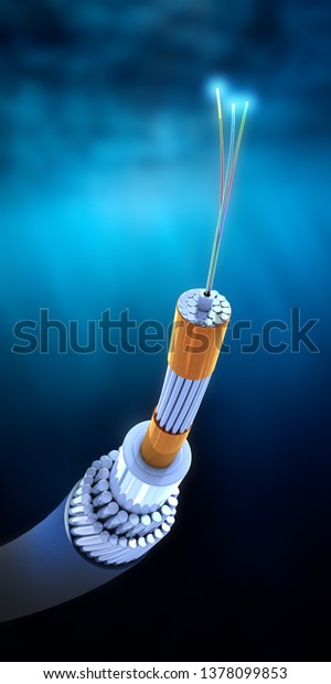 Cross Section Submarine Communications Cable 3d Stock Illustration ...