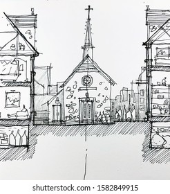 Cross Section Through Town Square Stock Illustration 1582849915