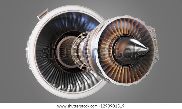 Cross Section Turbofan Jet Engine Isolated Stock Illustration 1293901519