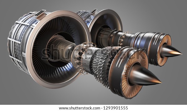 Cross Section Turbofan Jet Engine Isolated 스톡 일러스트 1293901555 ...